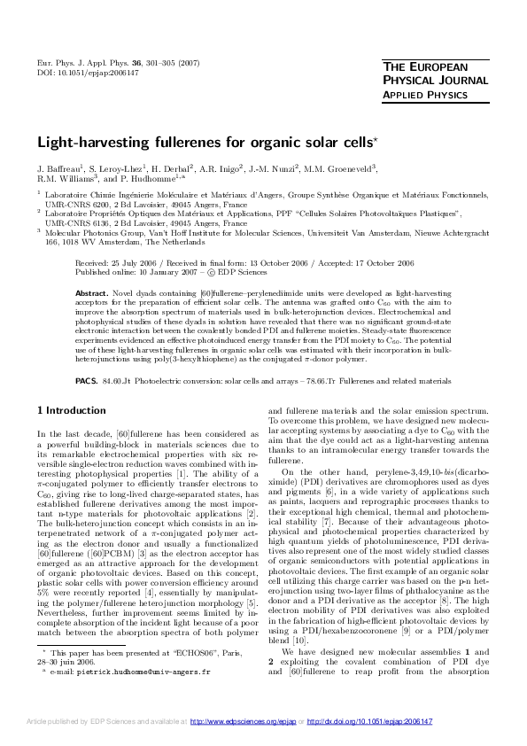 (PDF) Light-harvesting fullerenes for organic solar cells