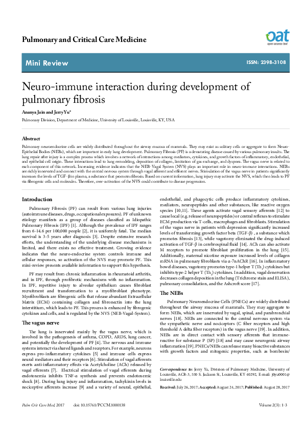(PDF) Neuro-immune interactions during development of pulmonary fibrosis