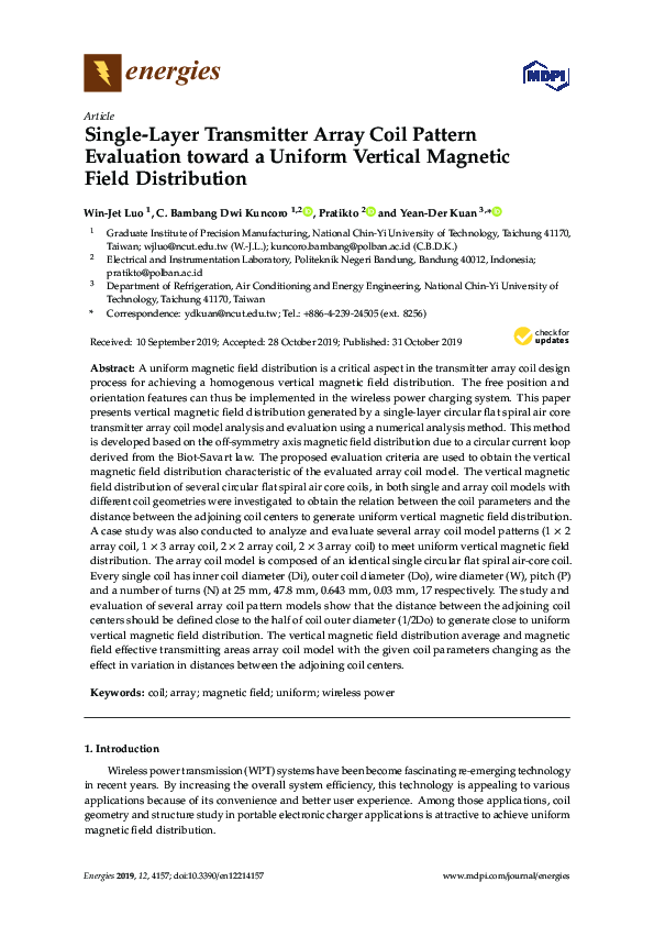 Pdf Single Layer Transmitter Array Coil Pattern Evaluation Toward A