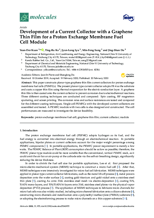 (PDF) Development of a Current Collector with a Graphene Thin Film for ...