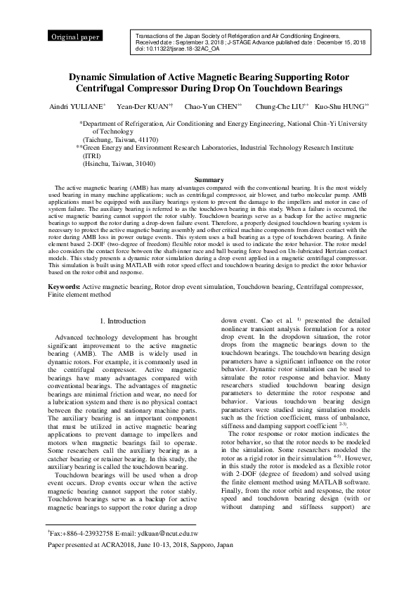 (PDF) Dynamic Simulation of Active Magnetic Bearing Supporting Rotor ...