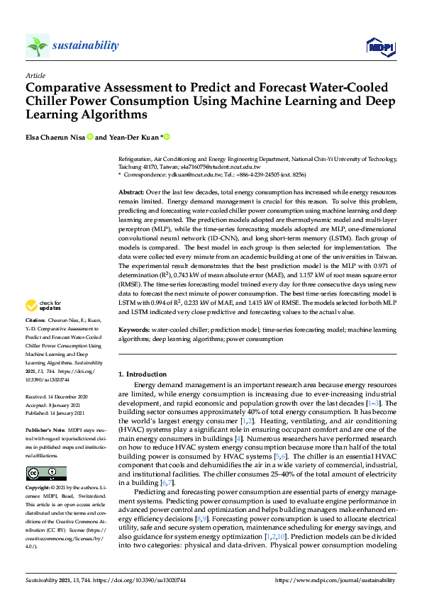 (PDF) Comparative Assessment to Predict and Forecast Water-Cooled ...