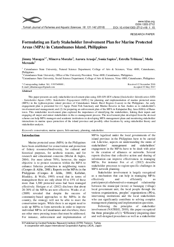 (PDF) Stakeholder Involvement in Catanduanes MPAs