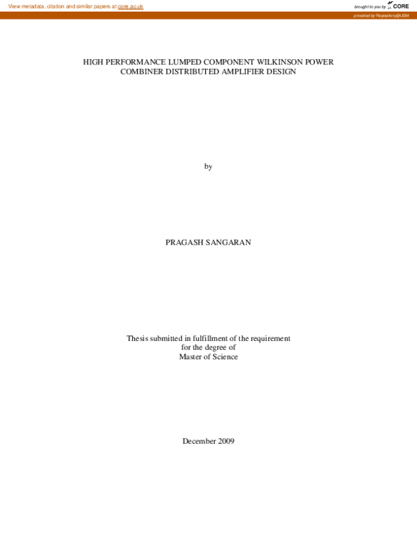 (PDF) High Performance Lumped Component Wilkinson Power Combiner ...