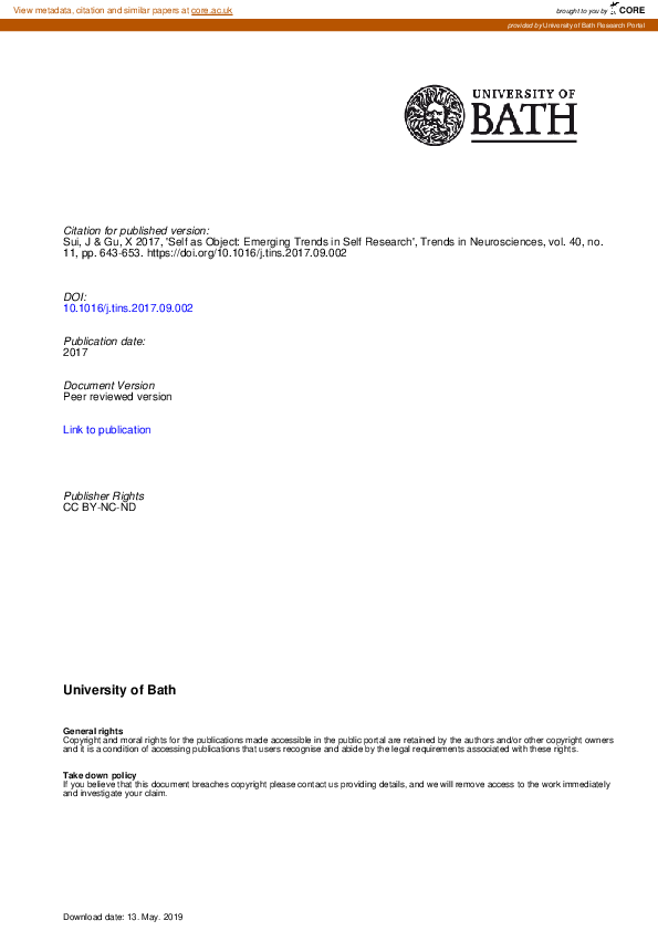 (PDF) Self as Object: Emerging Trends in Self Research