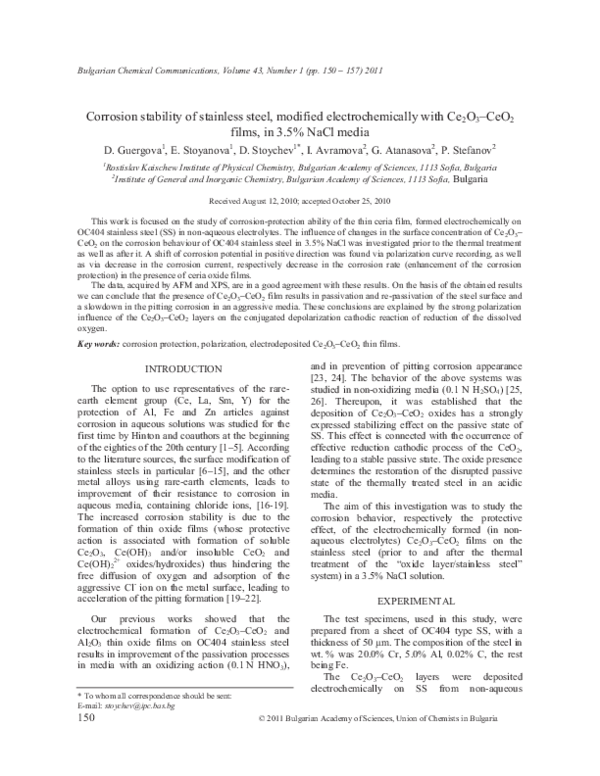 (PDF) Corrosion stability of stainless steel, modified ...