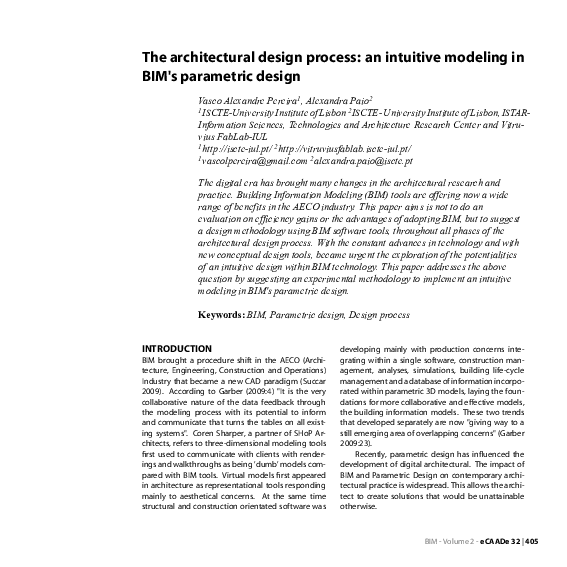 Pdf The Architectural Design Process An Intuitive Modeling In Bims