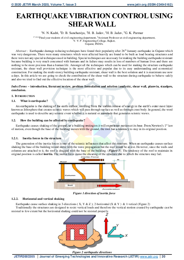 (PDF) Earthquake Vibration Control Using Shear Wall