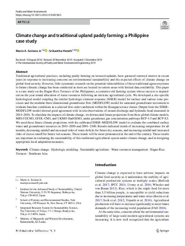(PDF) Climate change and traditional upland paddy farming: a Philippine ...