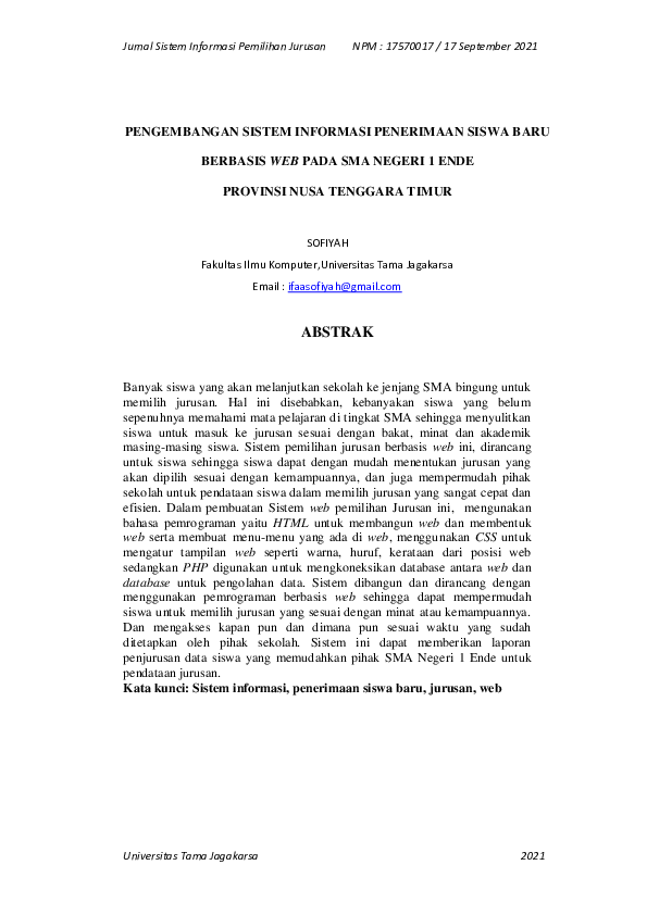 (PDF) PENGEMBANGAN SISTEM INFORMASI PENERIMAAN SISWA BARU BERBASIS WEB PADA SMA NEGERI 1 ENDE ...
