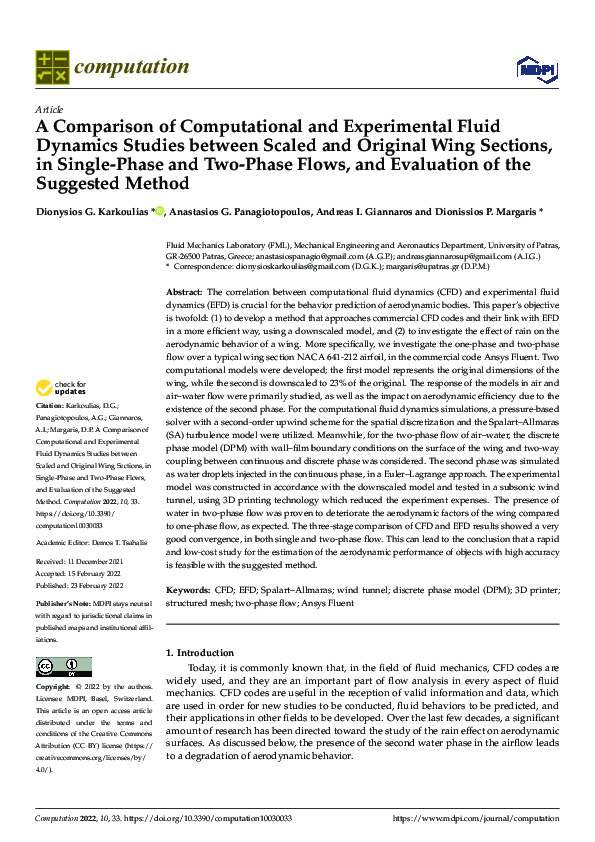 (PDF) A Comparison of Computational and Experimental Fluid Dynamics Studies between Scaled and ...