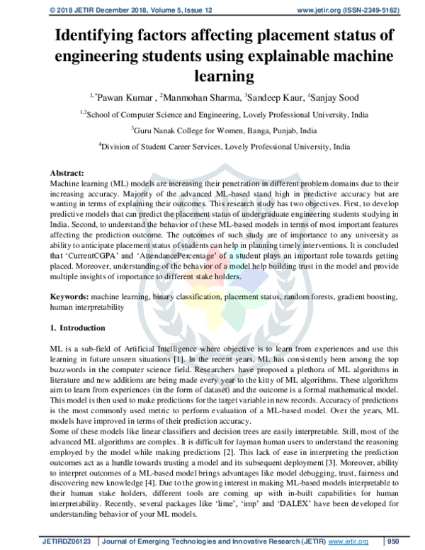 (PDF) Identifying factors affecting placement status of engineering ...