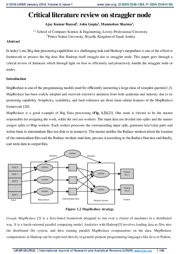 (PDF) Critical literature review on straggler node