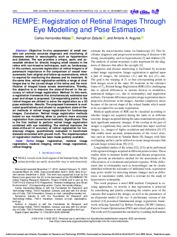 (PDF) REMPE: Registration of Retinal Images Through Eye Modelling and ...