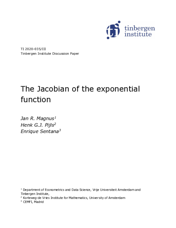 (PDF) The Jacobian of the Exponential Function