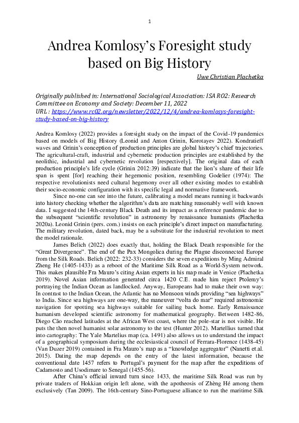 (PDF) Andrea Komlosy's Foresight study based on Big History.