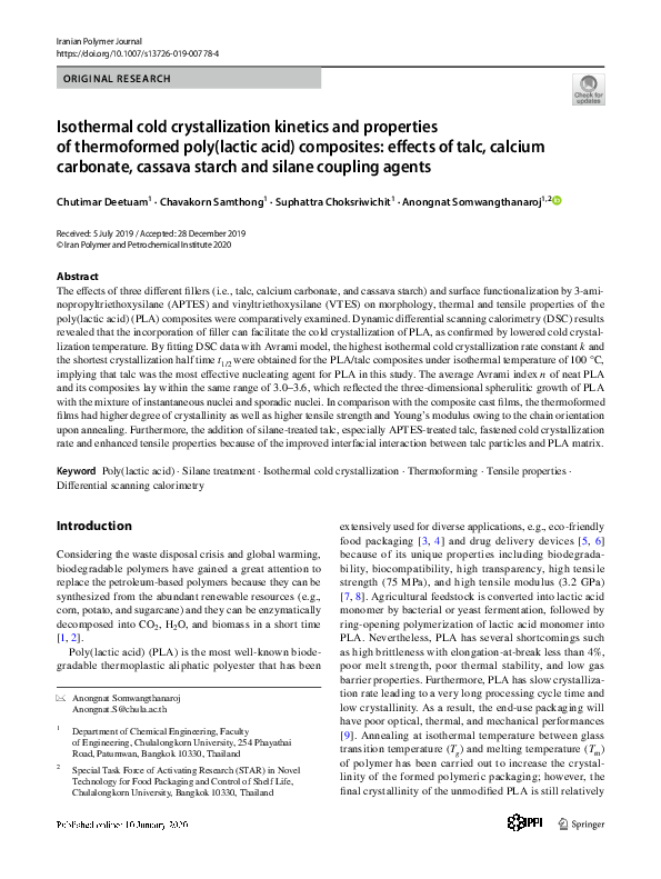(PDF) Isothermal cold crystallization kinetics and properties of ...
