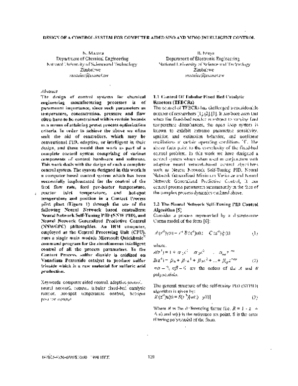 Design of a control system for computer aided SISO and MIMO intelligent ...