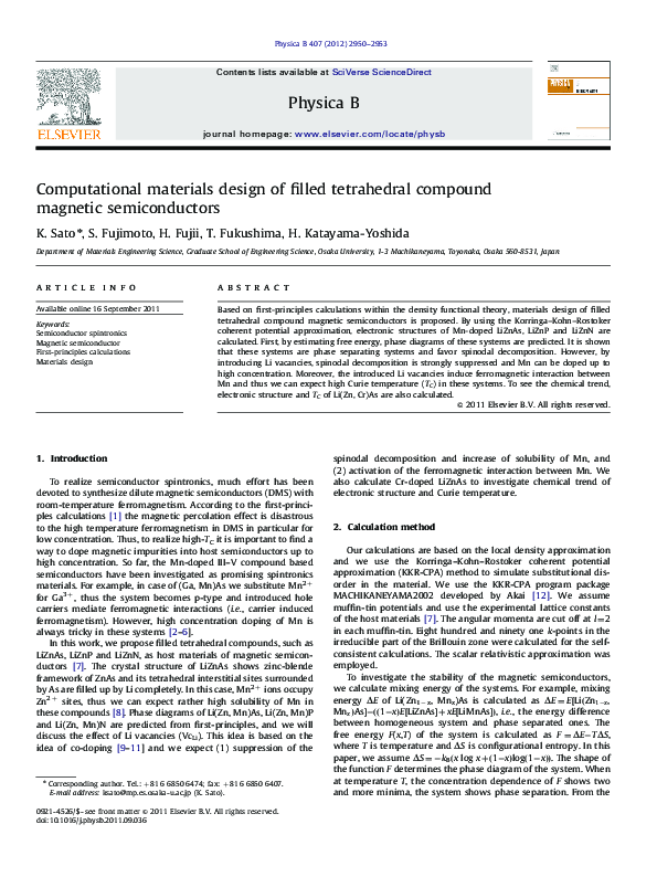 (PDF) Computational materials design of filled tetrahedral compound ...