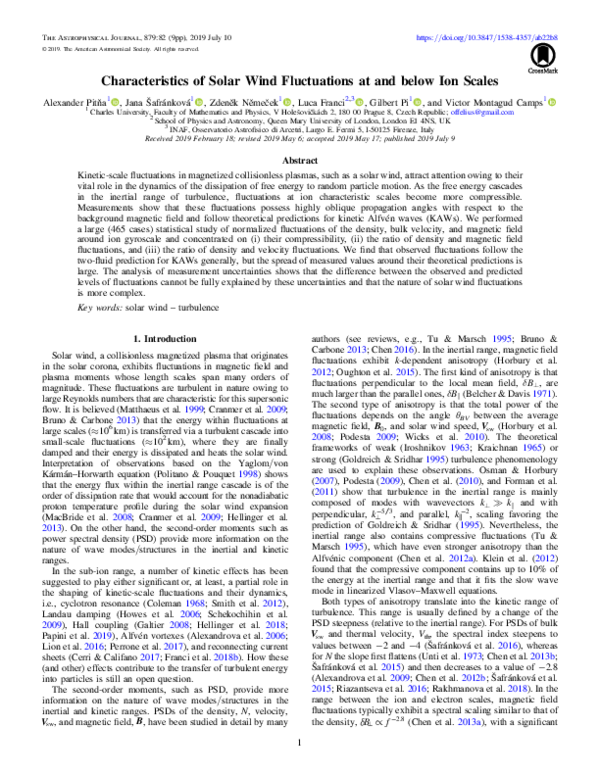 (PDF) Characteristics of Solar Wind Fluctuations at and below Ion Scales