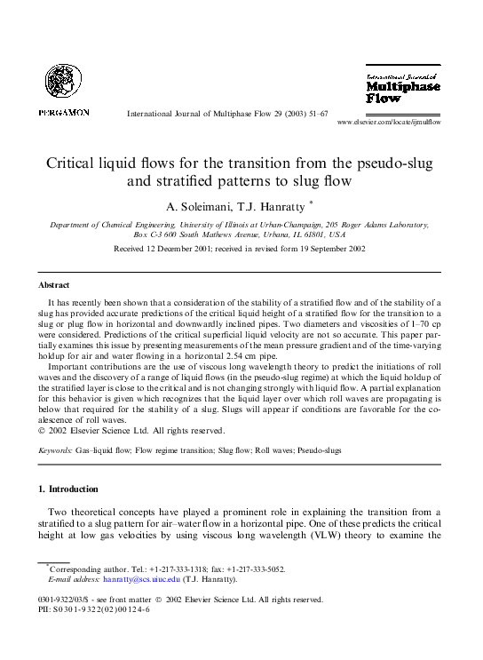 (PDF) Critical liquid flows for the transition from the pseudo-slug and ...