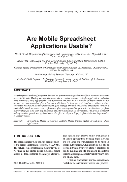 (PDF) Are Mobile Spreadsheet Applications Usable?