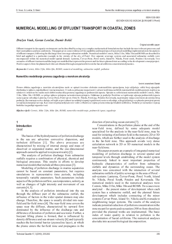 (PDF) Numerical Modelling of Effluent Transport in Coastal Zones