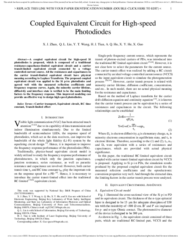 (PDF) Coupled Equivalent Circuit for High-Speed Photodiodes