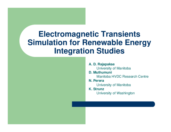 (PDF) Electromagnetic Transients Simulation for Renewable Energy Integration Studies