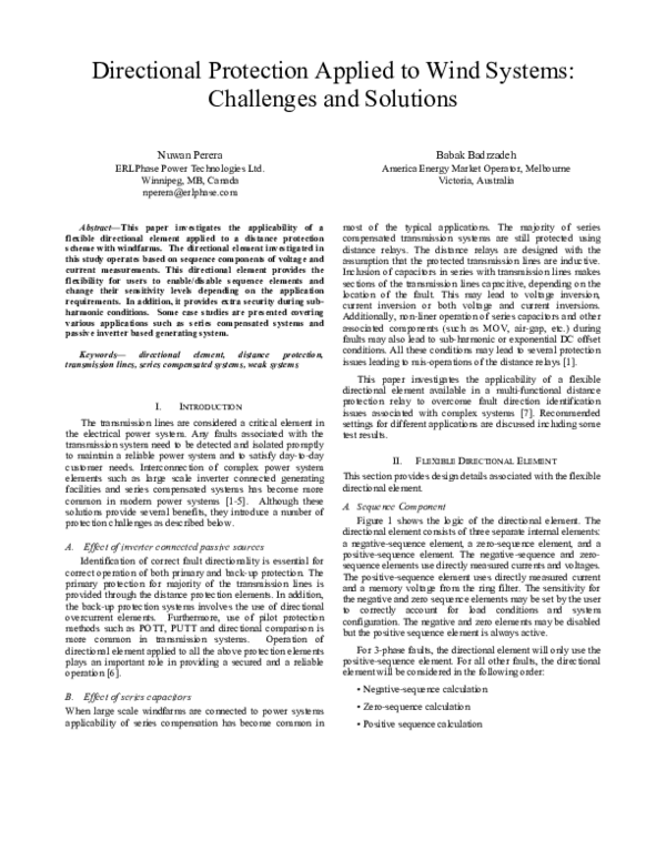 (PDF) Directional Protection Applied to Wind Systems: Challenges and ...