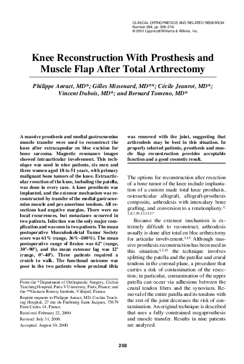 (PDF) Knee Reconstruction With Prosthesis and Muscle Flap After Total ...