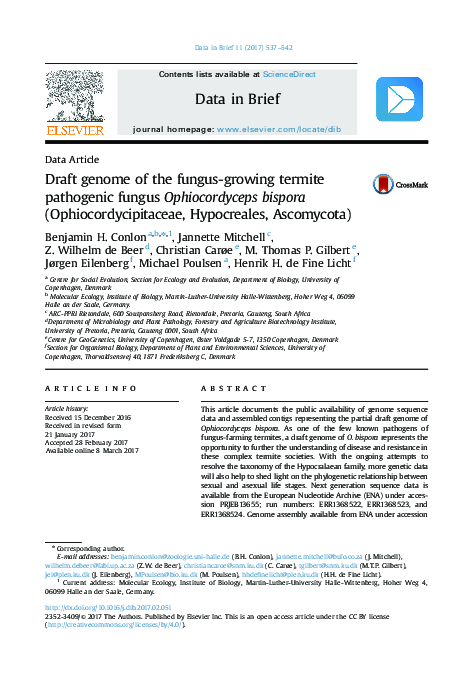 (PDF) Draft genome of the fungus-growing termite pathogenic fungus ...