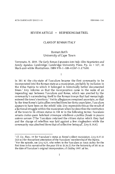 (PDF) CLANS OF ROMAN ITALY