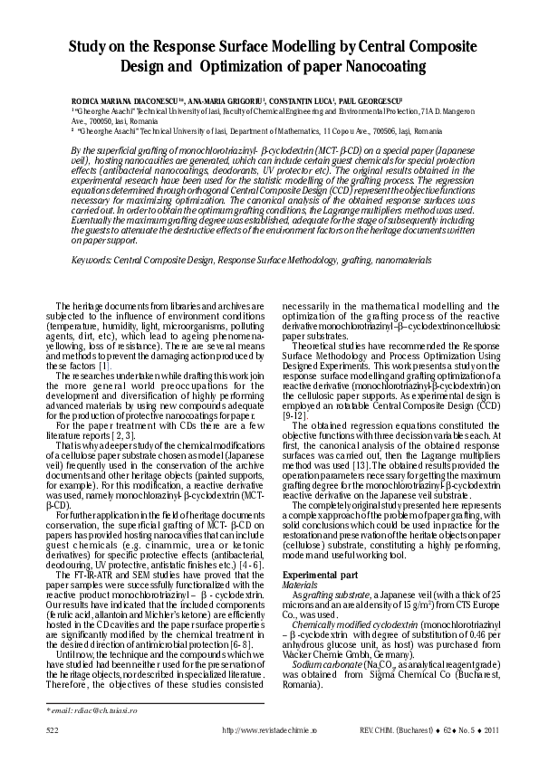 (PDF) Study on the response surface modelling by central composite ...