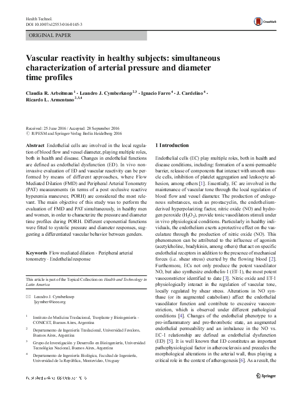 (PDF) Vascular reactivity in healthy subjects: simultaneous ...