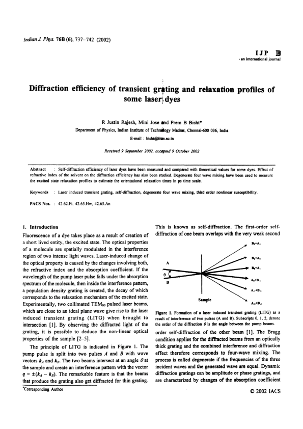 (PDF) Diffraction efficiency of transient grating and relaxation ...