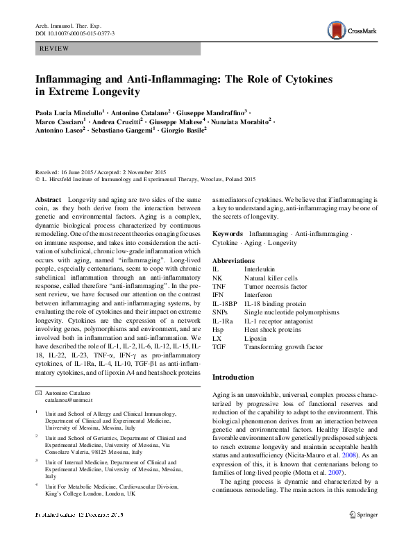 (PDF) Inflammaging and Anti-Inflammaging: The Role of Cytokines in ...