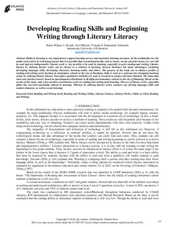 (PDF) Developing Reading Skills and Beginning Writing through Literary ...