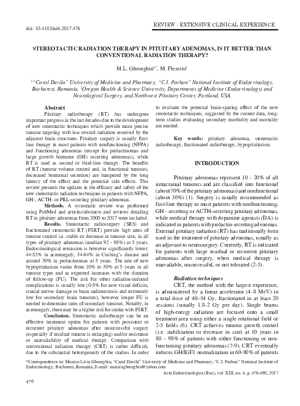 (PDF) Stereotactic Radiation Therapy in Pituitary Adenomas, is it Better than Conventional ...