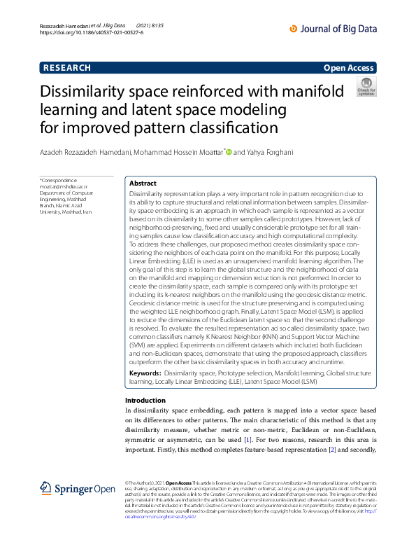 (PDF) Dissimilarity space reinforced with manifold learning and latent space modeling for ...