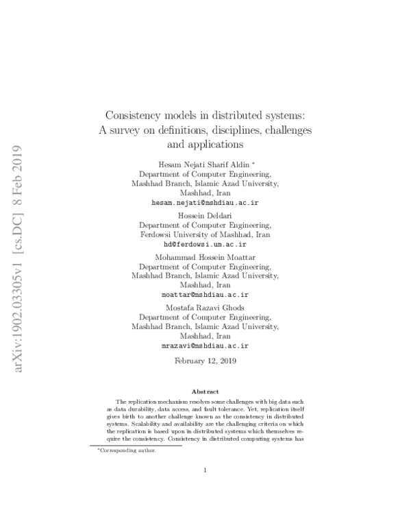 (PDF) Consistency models in distributed systems: A survey on definitions, disciplines ...