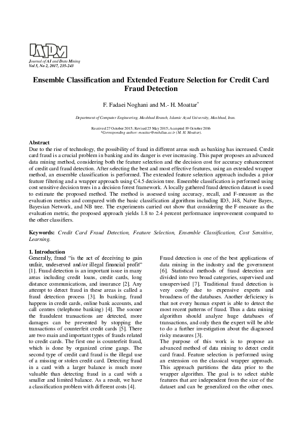 (PDF) Ensemble Classification and Extended Feature Selection for Credit ...