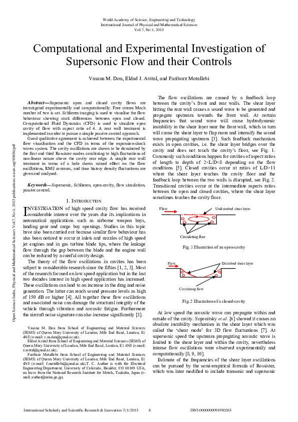 Pdf Computational And Experimental Investigation Of Supersonic Flow
