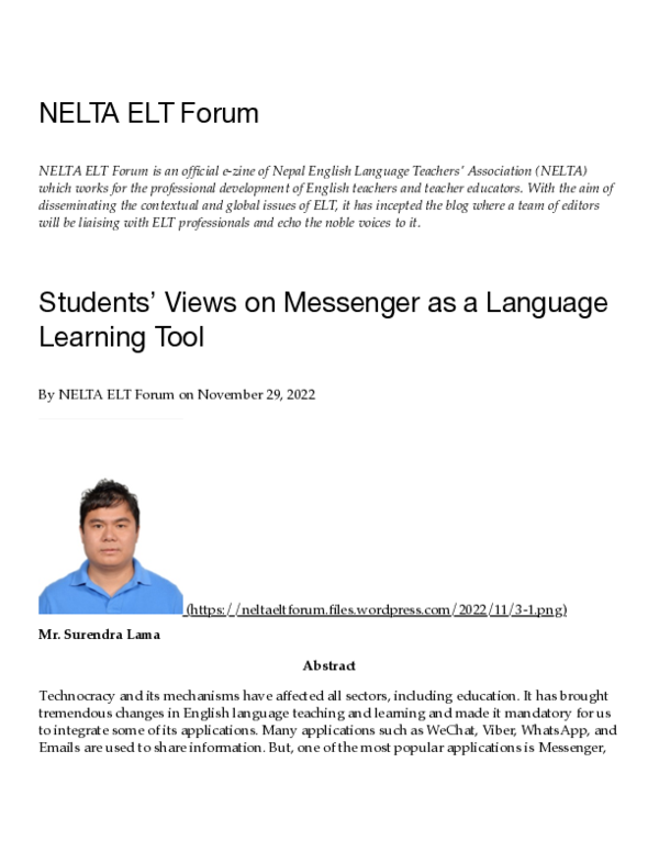 (PDF) NELTA ELT Forum