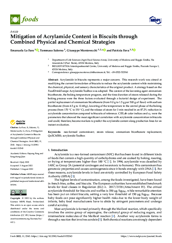 (PDF) Mitigation of Acrylamide Content in Biscuits through Combined ...
