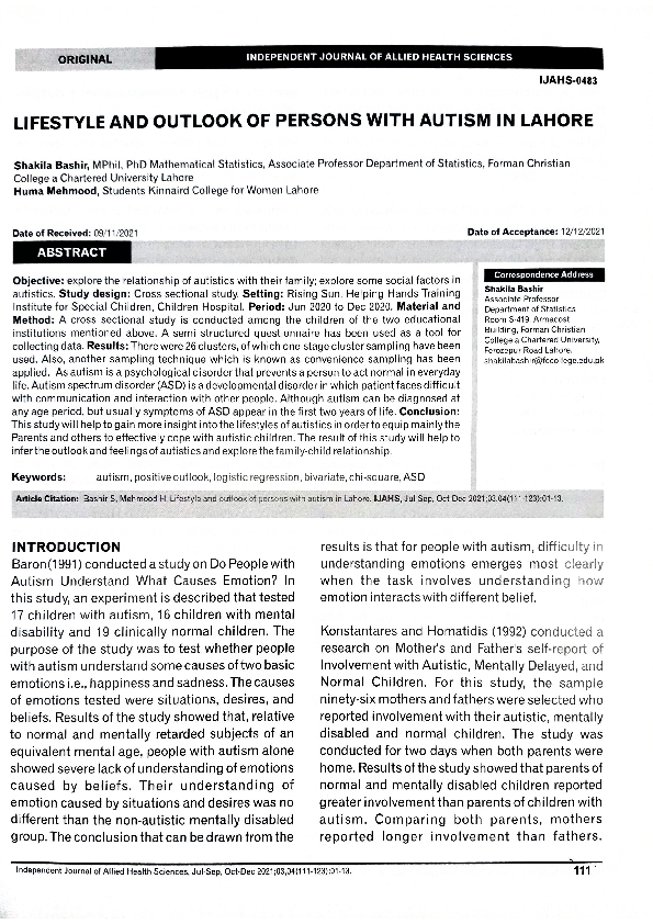 (PDF) Autism paper | Shakila Bashir - Academia.edu