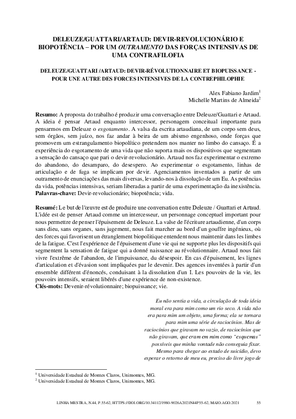 (PDF) Deleuze/Guattari/Artaud: Devir-Revolucionário e Biopotência - Por ...