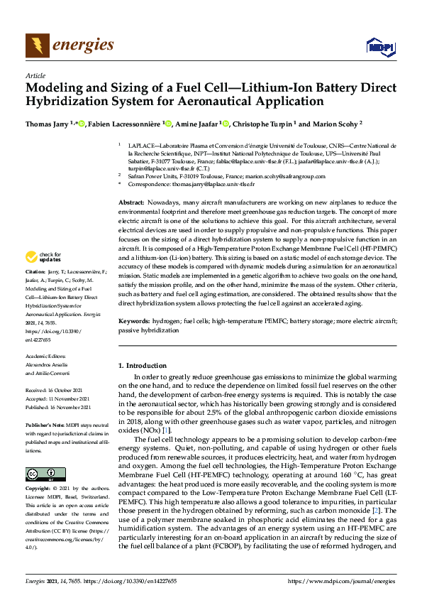(PDF) Modeling and Sizing of a Fuel Cell—Lithium-Ion Battery Direct ...