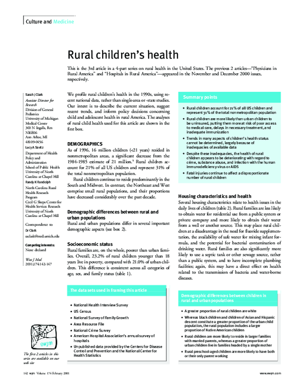 (PDF) Rural children's health