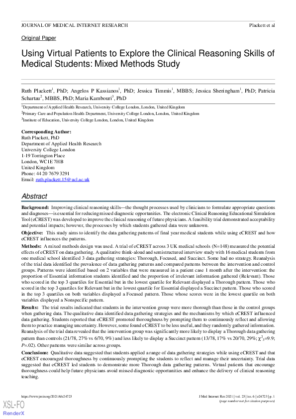 (PDF) Identifying Clinical Reasoning in Medical Students